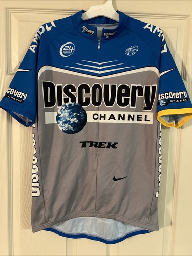Nike Men Activewear Top XL Blue Cycling Jersey Logo Discovery Channel ...