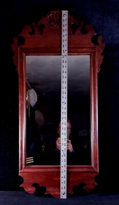 Antique Simple Shell Motif Mahogany Chippendale Mirror 36.5 x 18.25 W 3 ...