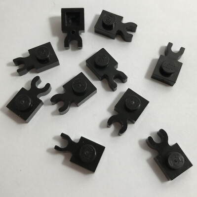 10 x LEGO Black Modified Plate 1x1 with Vertical Clip, 4085, City ...