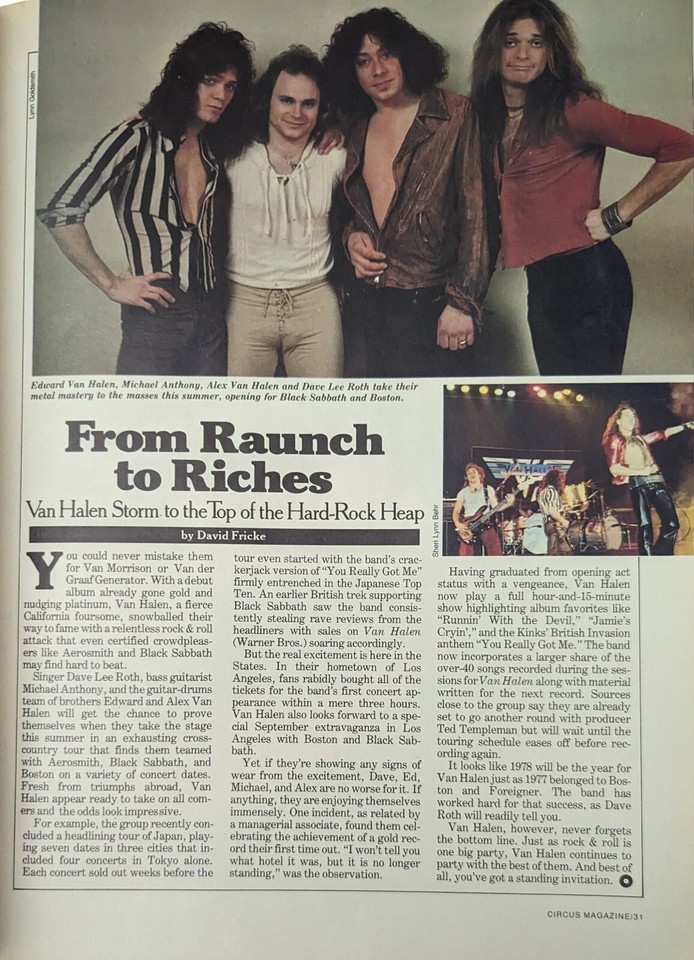 Circus Magazine August 1978 Bob Seger, Springsteen, Bee Gees, Van Halen ...