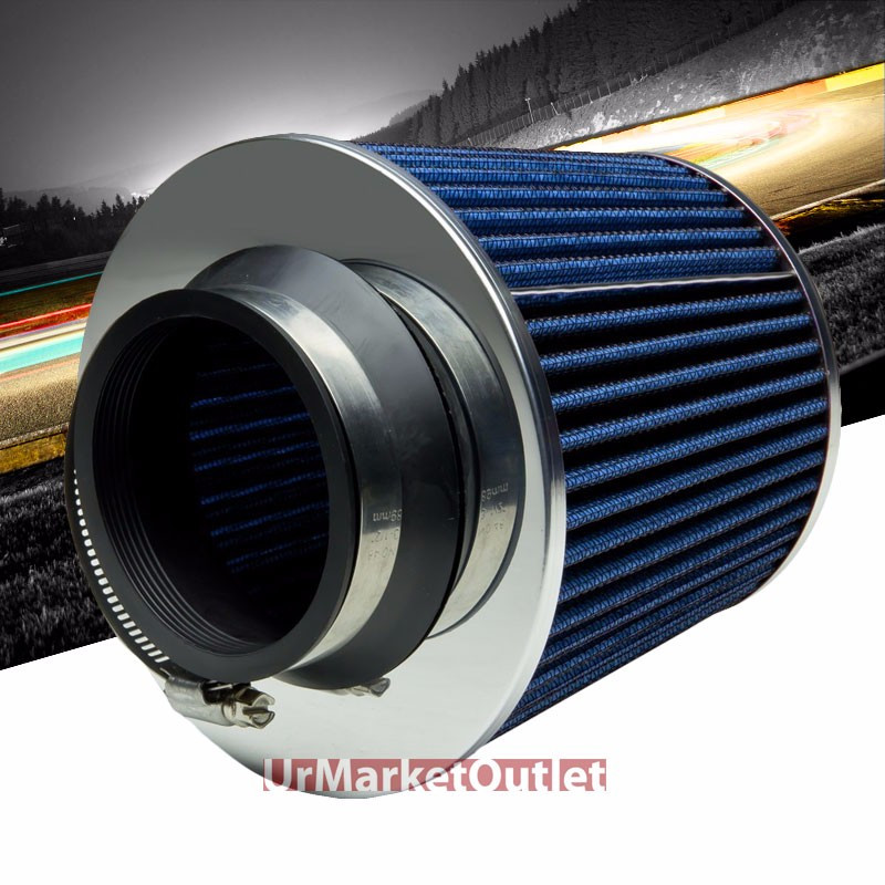 2.50" Universal Blue Round Cone Flat-Top Cotton Gauze Air Filter For ...