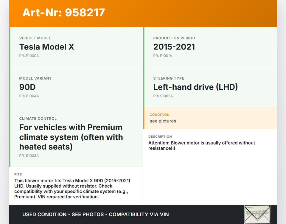 Blower motor Blower Motor Heating blower for Tesla Model X 90D 15-21 ...