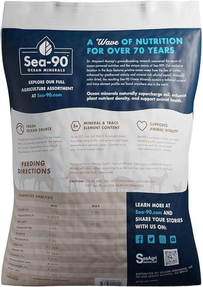 Sea-90 Mineral Sea Salt | 25lb | 5X Elements and Trace Minerals OMRI ...