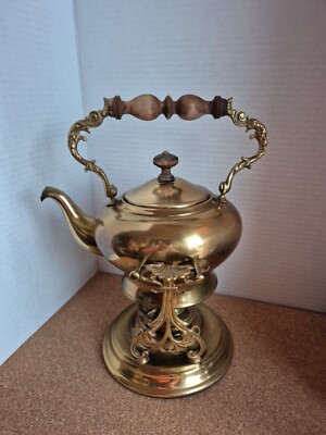 Antique Victorian Style Tipping Brass Teapot with Stand & Burner Made ...