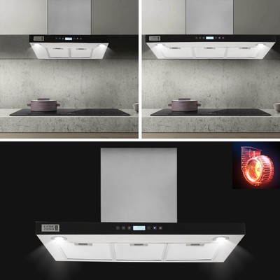Commercial Cooker Hood Extractor Stainless Steel Hood Fan Chimney LED 3 ...