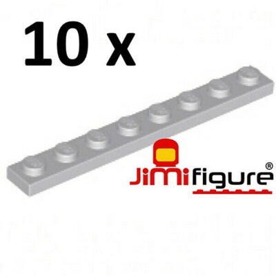 NEW 10 x LEGO Plate 1x8 Light Bluish Grey 3460 Genuine Bulk Lot Medium ...