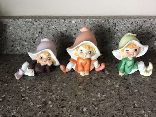 VINTAGE HOMCO Home Interior Figurines- Elves Pixies #5213- set of 3 | eBay