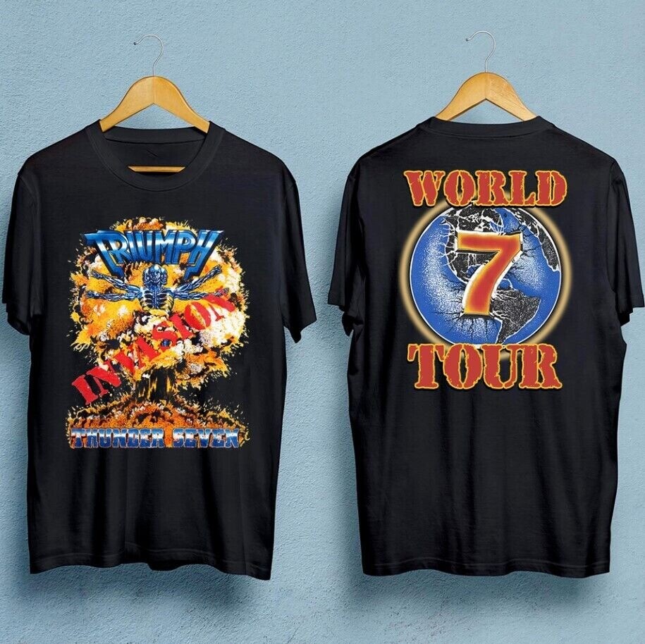 TRIUMPH Band World Tour T-shirt Black Short Sleeve Gift For Fans Music ...