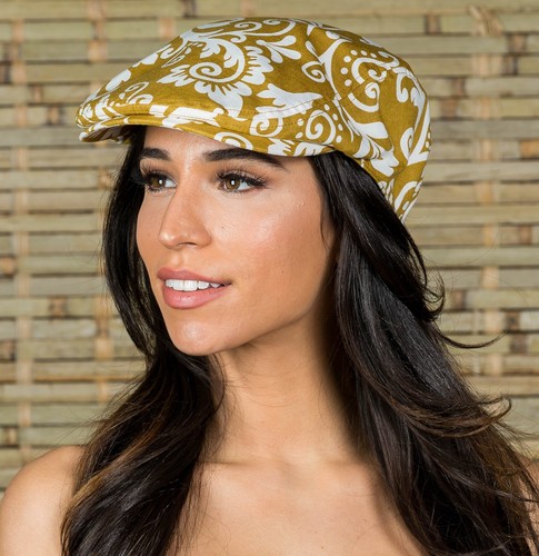 Womens Linen Yellow Mustard Cap adjustable packable snap hat | eBay