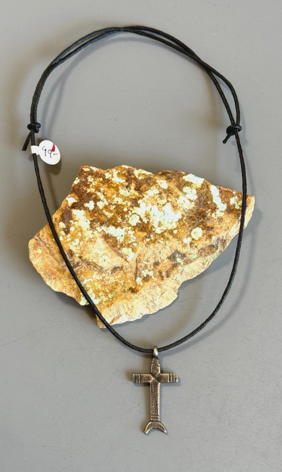 NAVAJO Linda Marble Sterling Silver Sandcast Pueblo Cross Pendant ...