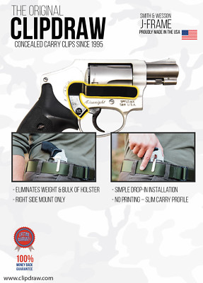 Clipdraw Belt Clip Smith & Wesson J Frame Revolver IWB Silver Clip ...