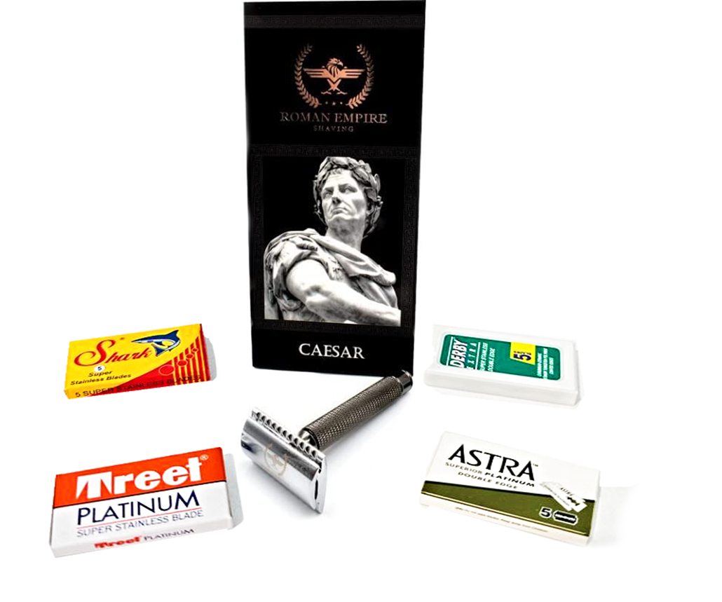 Roman Empire Shaving Caesar Gun Metal Safety Razor with 20 Blades | eBay