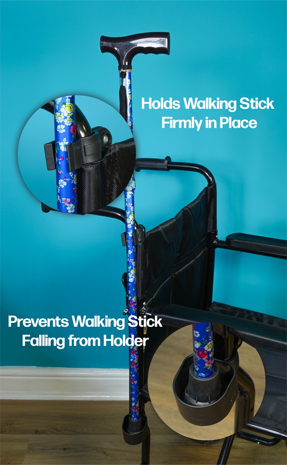 Walking Stick Crutch Holder Securely Fix your Sticks to Wheelchair or ...