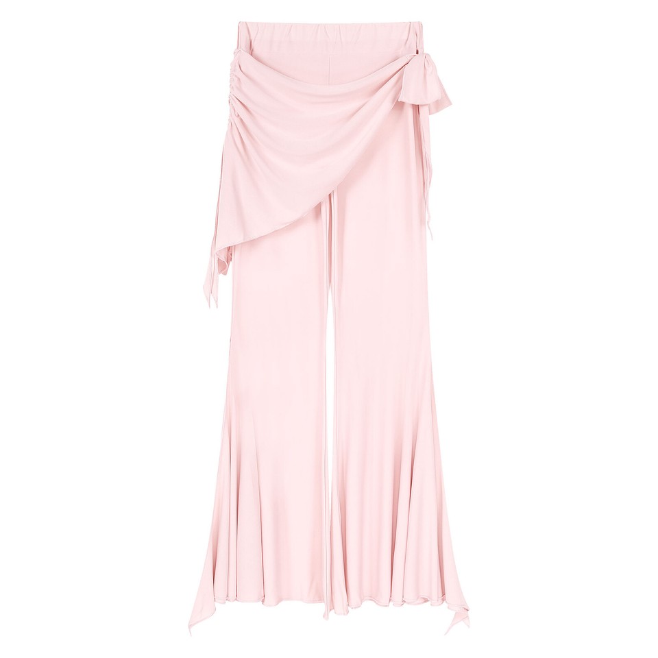 Womens Bottoms Wide Leg Belly Dance Elastic Waistband Pants Solid Color ...