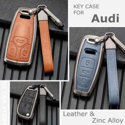 Zinc Alloy Leather Key Cover Case Shell For Audi S4 S5 RS Q7 Q5 TT M4 ...