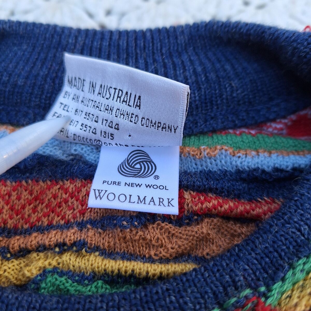 Vtg Purely Australian Clothing Co 3D Textured Knit Colorful Vtg Purely Australian Clothing Co 3D Textured Knit Colorful