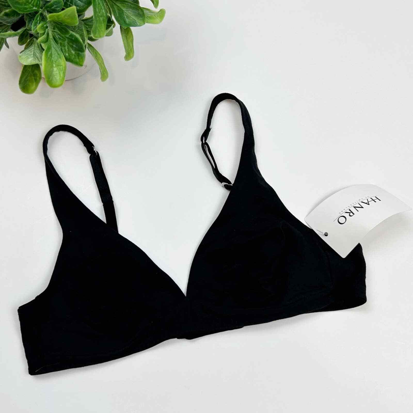 Hanro Cotton Sensation Wireless Bra Black Size 34A | eBay