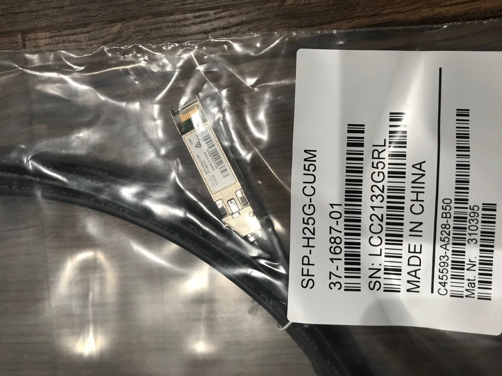 Cisco SFP-H25G-CU5M 37-1687-01 25GE SFP28 Passive Cable, 5 meters New ...