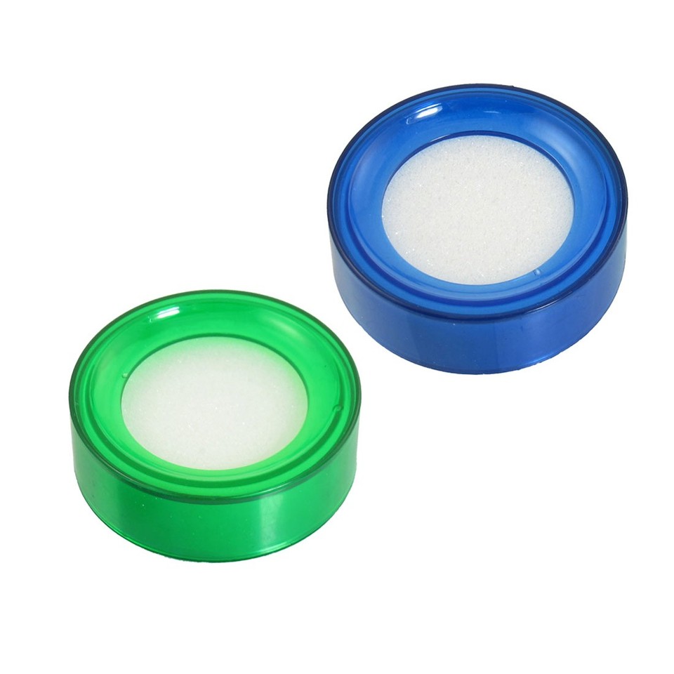 2 x Blue Green Round Sponge Fingertip Moistener for Money Casher | eBay