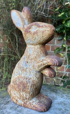 Vintage Good Weathered Cast Iron Rabbit Hare Decoy Interior Garden Art ...