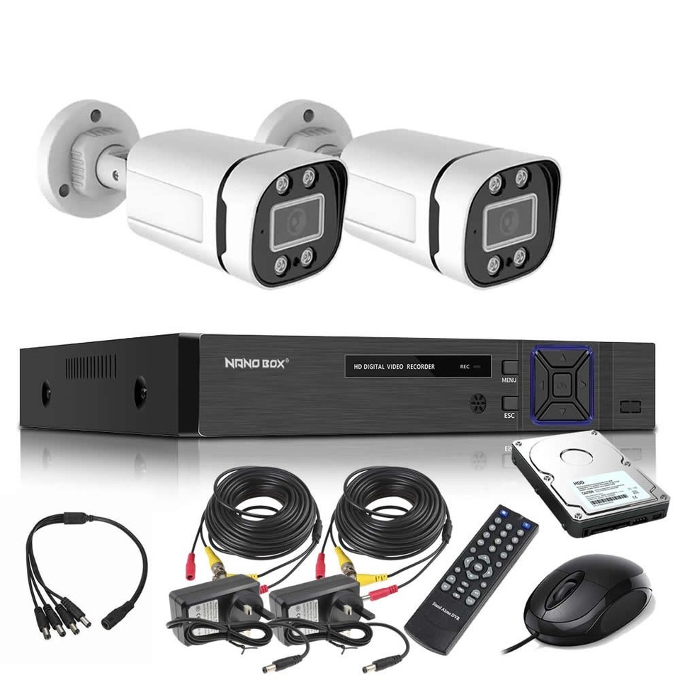 CCTV System 4 Channel DVR Full Colour HD Cameras Home Outdoor Kit ...