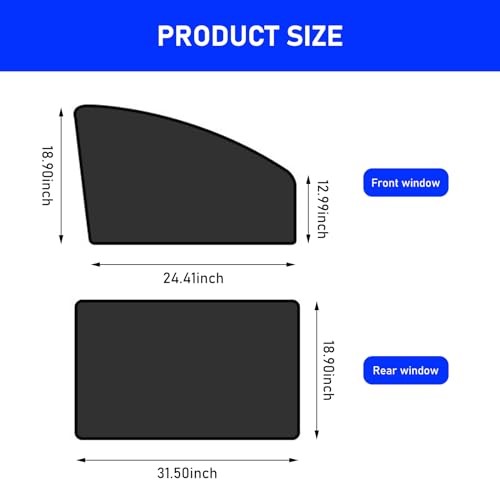 Car Side Window Sun Shade, 24.40In x 18.89In x 12.99In Front Window 4 ...