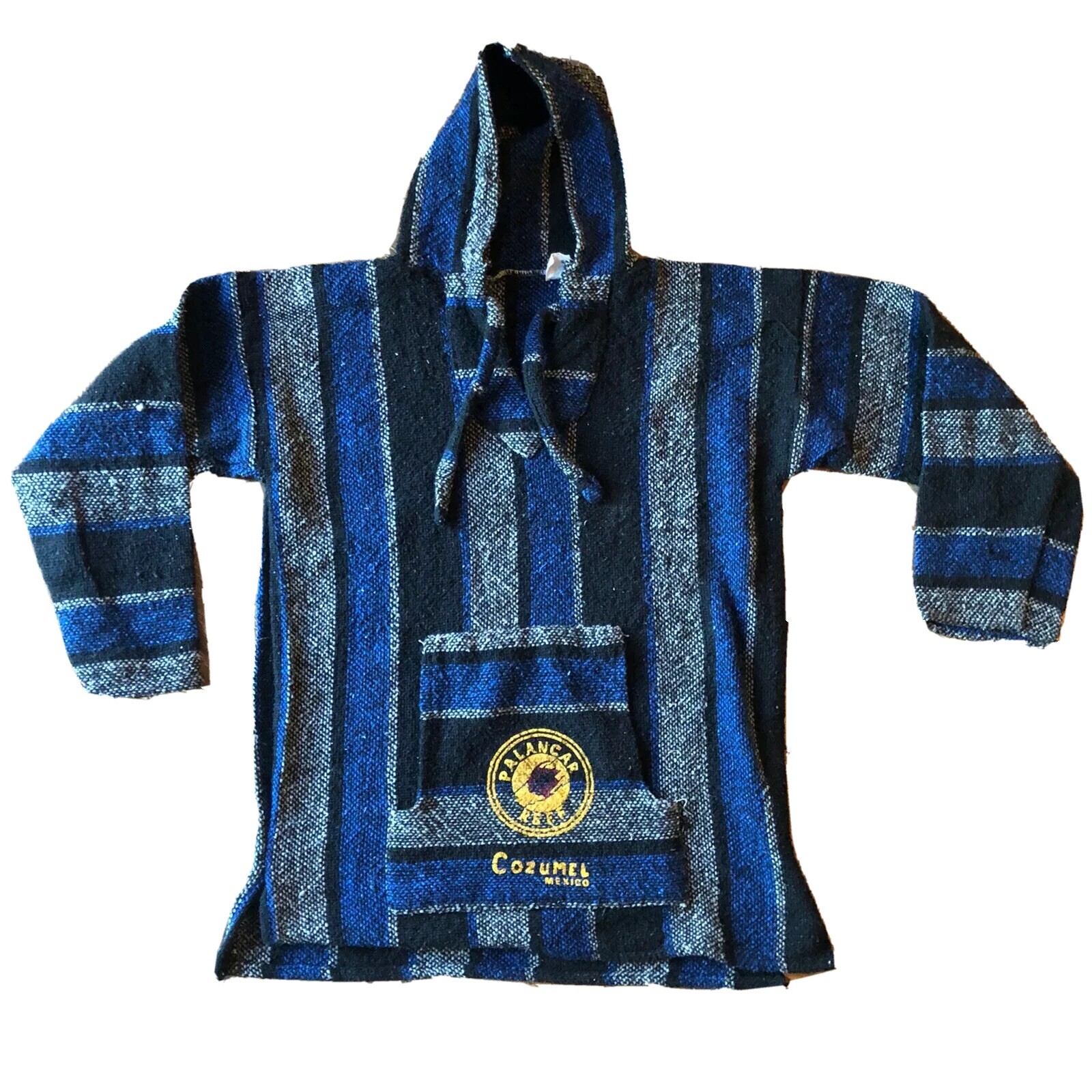 Mexican Baja Drug Rug Hoodie Men XL Cozumel Blue Pala… - Gem