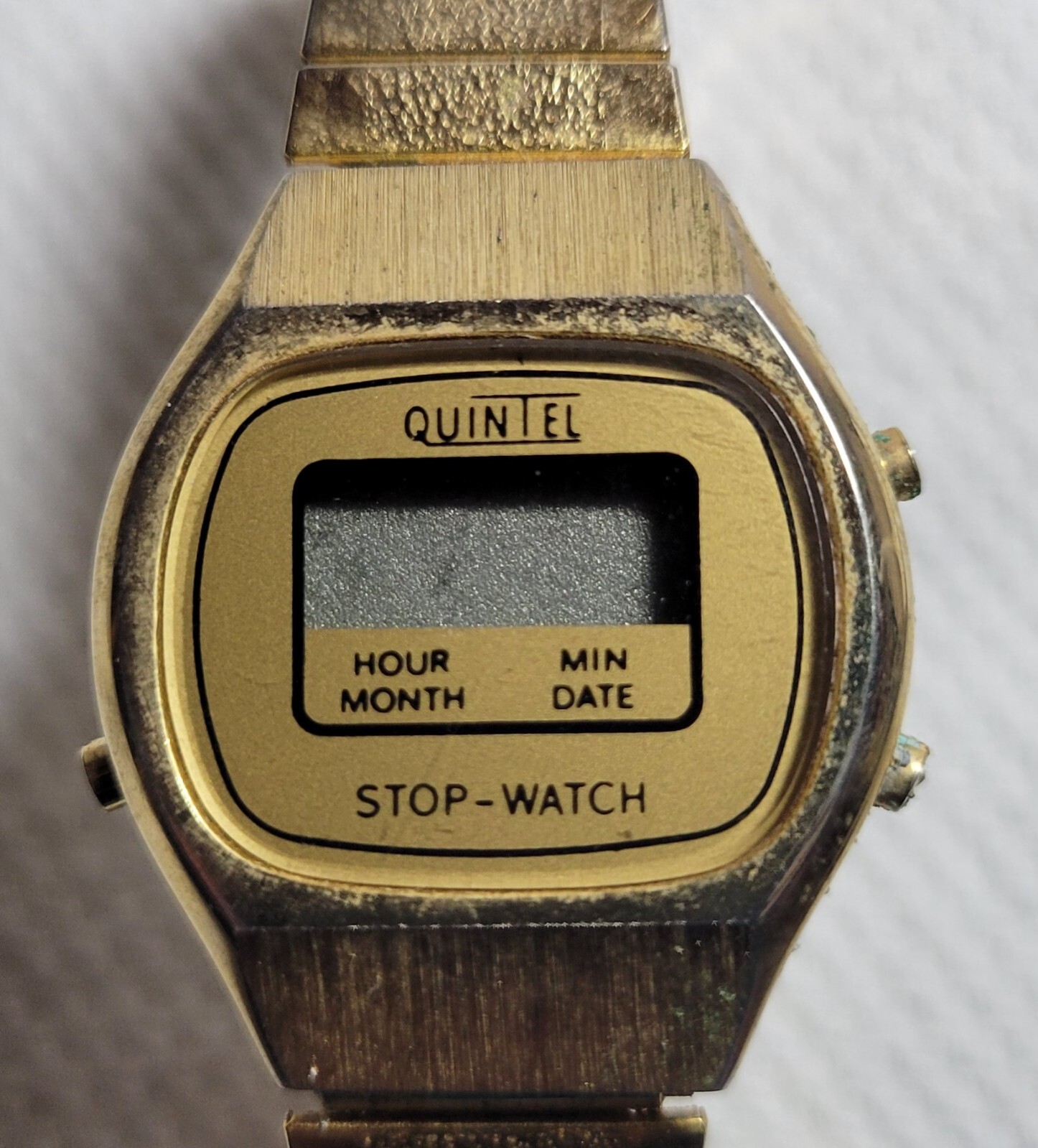 Vintage Womens QUINTEL Digital Watch 1970s Gold-Tone untested Band ...