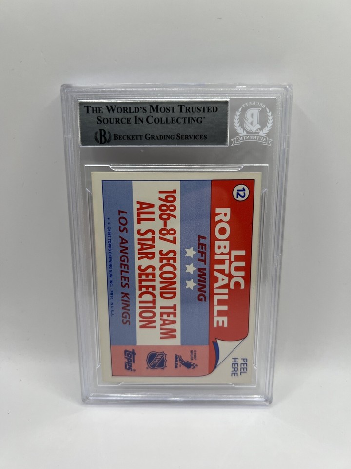 Luc Robitaille Signed 1987-88 Topps #12 Sticker Insert Rookie Card ...