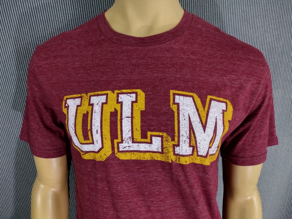 ULM University of Louisiana Monroe T Shirt Adult Small Maroon SS Cotton ...