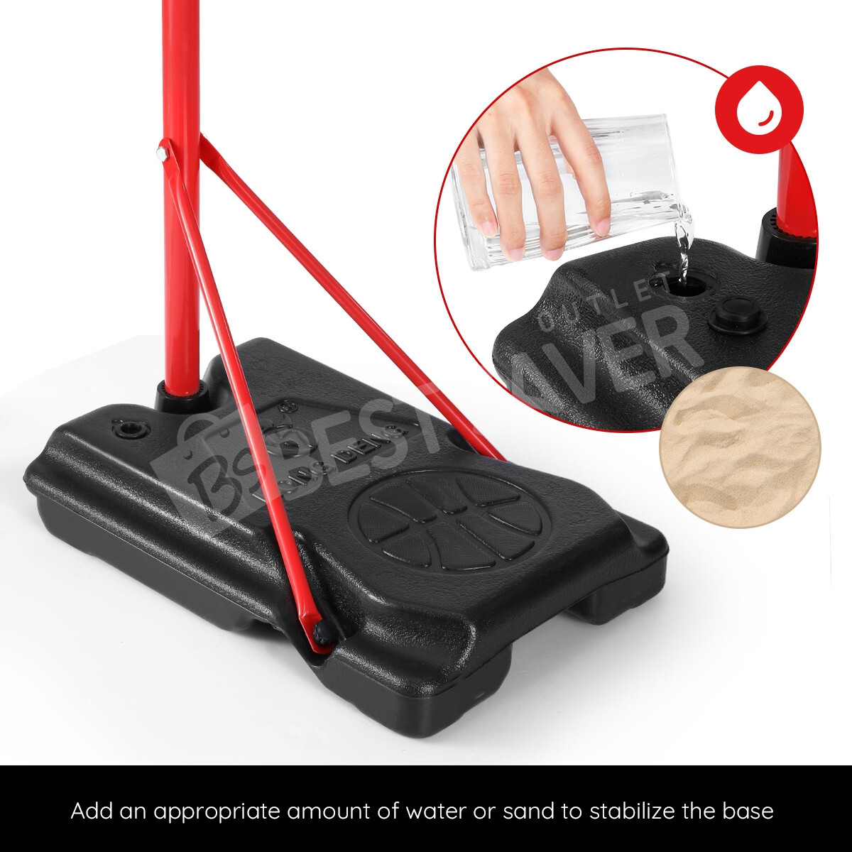 2.7m Kids Portable Basketball Frame Hoop Stand Adjustable Net Ring Ball ...