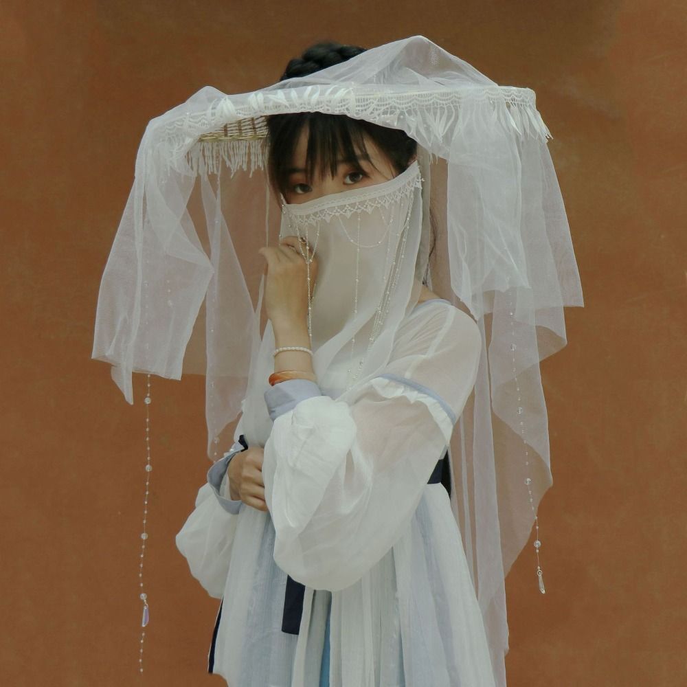 Mesh Sunscreen Mask Tassel Face Covering Gauze Hanfu Face Veil ...