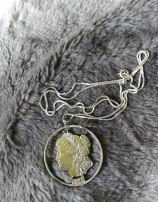 1896 Morgan Silver Dollar Cut Out Coin Jewelry with 22" Sterling Silver ...