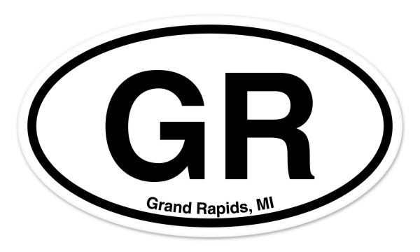 GR Grand Rapids MI Oval car window bumper sticker decal 5" x 3" | eBay
