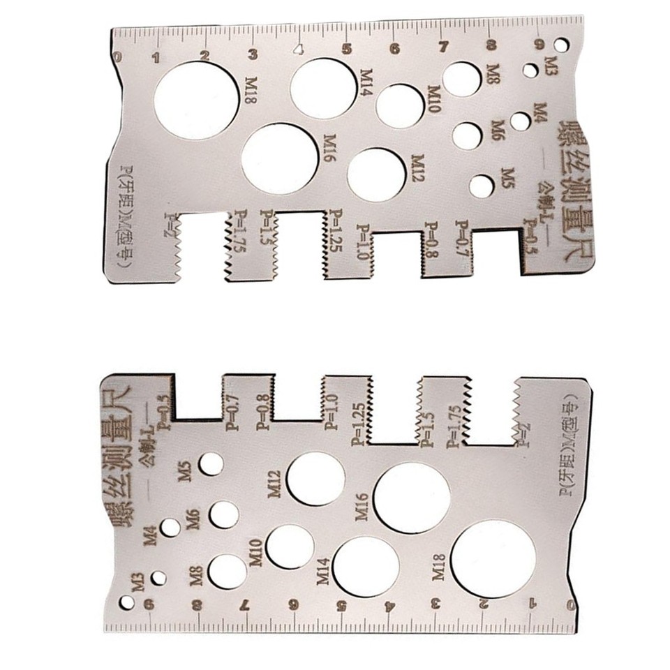 Metric Screw Thread Pitch Ruler Tool 304 Stainless Steel Compact Design ...