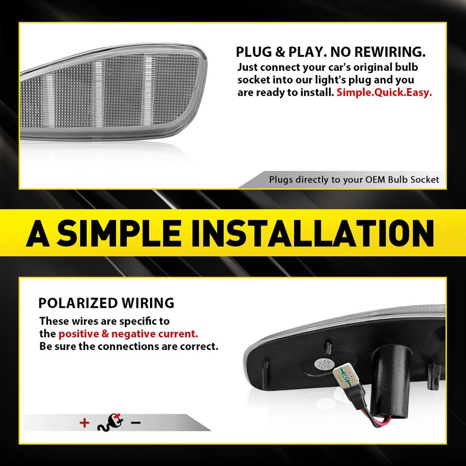 Clear L + R Amber LED Side Marker Lights Fender Lamps For 2015-up Jeep ...