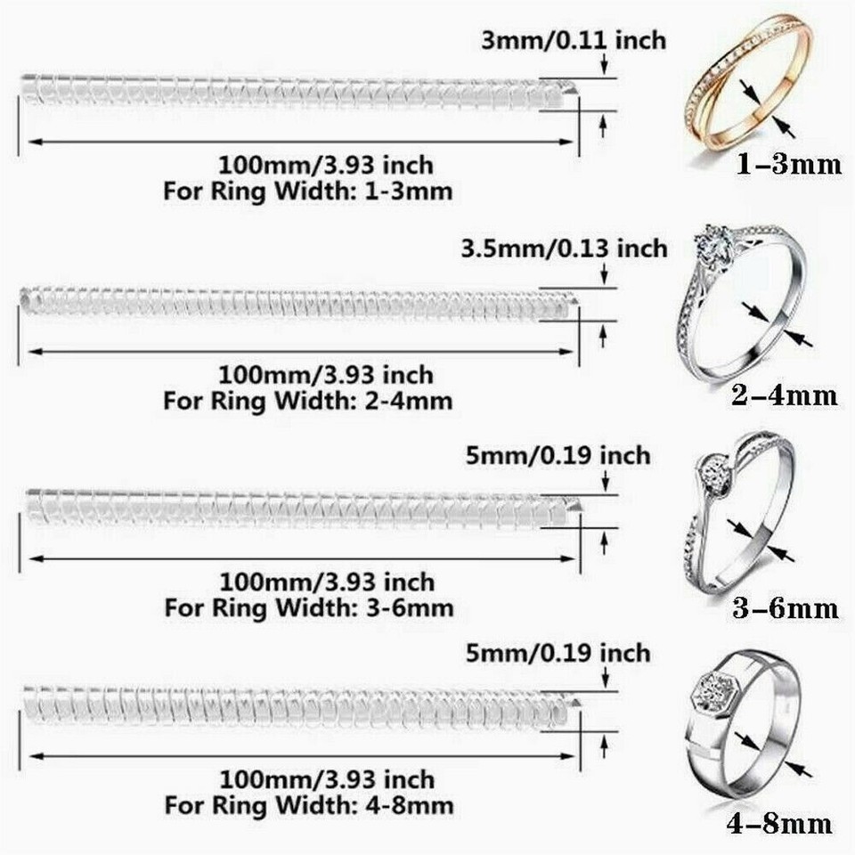 16Pcs Ring Size Adjuster Invisible Clear Ring Sizer Jewelry Fit Reducer ...