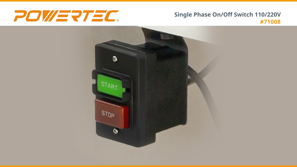 POWERTEC 110/220V Single Phase On/Off Switch, 3HP, fits Table Saw, Band ...