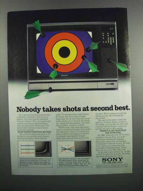 1983 Sony Trinitron Television Ad - Takes Shots | eBay