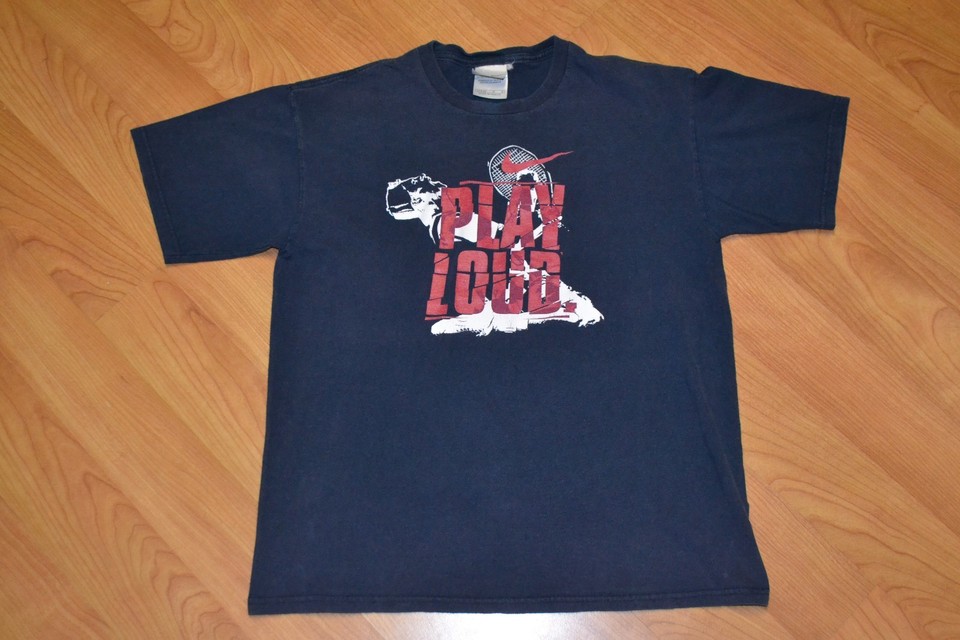 Vintage OG Nike Gray Tag Play Loud Tennis Andre Agassi Youth Large 14 ...