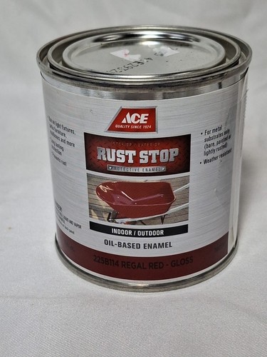 ACE RUST STOP Protective Enamel Paint Stops Rust, 8-Oz, Regal RED Oil ...