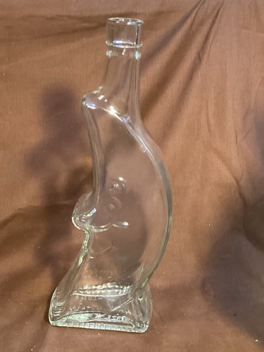 Vintage Clear Glass Crescent Moon Shaped Bottle Decanter 10.75” 3D ...