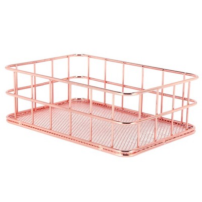 Storage Basket metal Wire Bathroom Shelves Makeup Organiser Rose Gold ...
