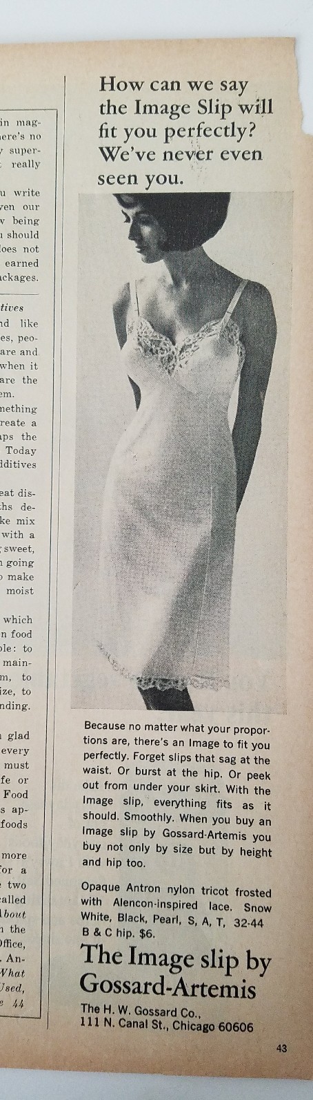 1965 women's Gossard Artemis image slip lingerie fashion ad | eBay