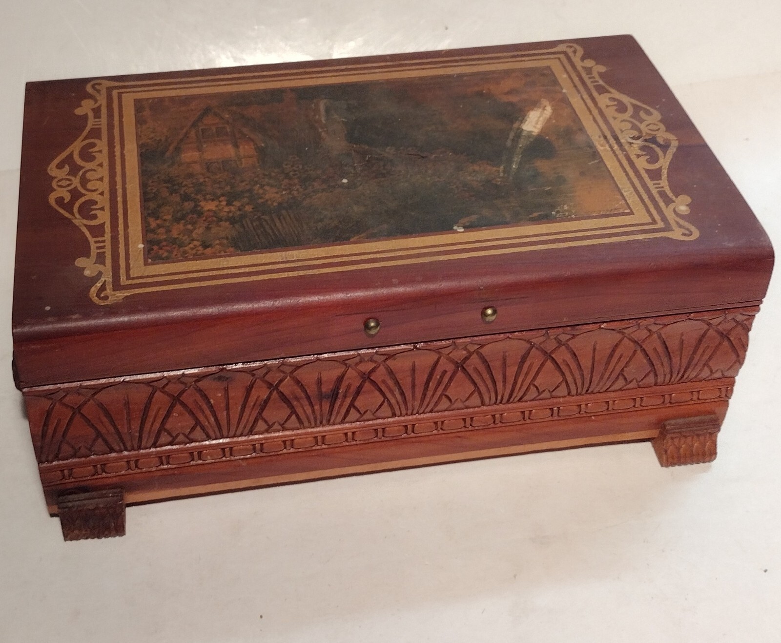 Antique Cedar Wood Candy Box Jewelry Box | eBay