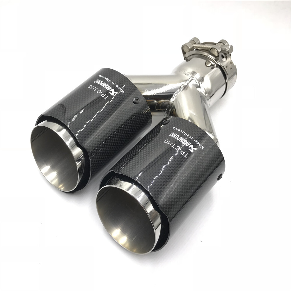 Akrapovic SS+Glossy Carbon Fiber Exhaust Tip Dual Pipe OD:76/89/101 ...