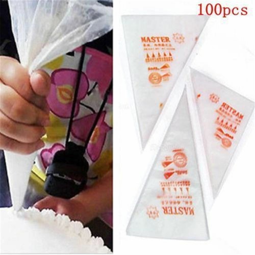 100pcs Plastic Disposable Pastry Bag Icing Piping Cake Cupcake ...