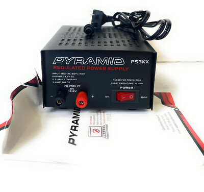 Pyramid Universal 3 Amp 13.8V Regulated Power Supply, Black, PS3KX | eBay