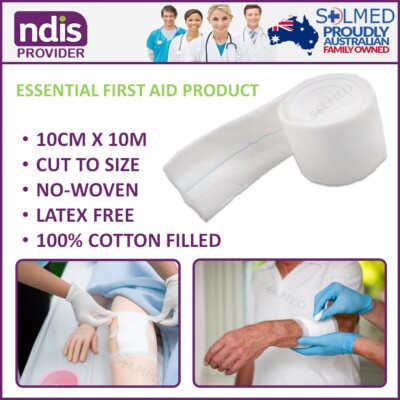 FIRST AID COMBINE DRESSING ROLL 10cm x 10m WOUND CARE MULTI-LAYERED ...