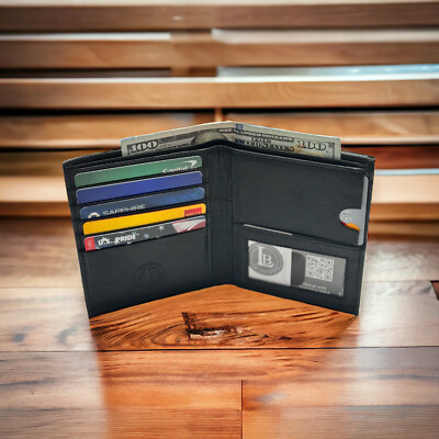 Genuine Leather Large Hipster Bifold Credit Card Id Men's Wallet | eBay